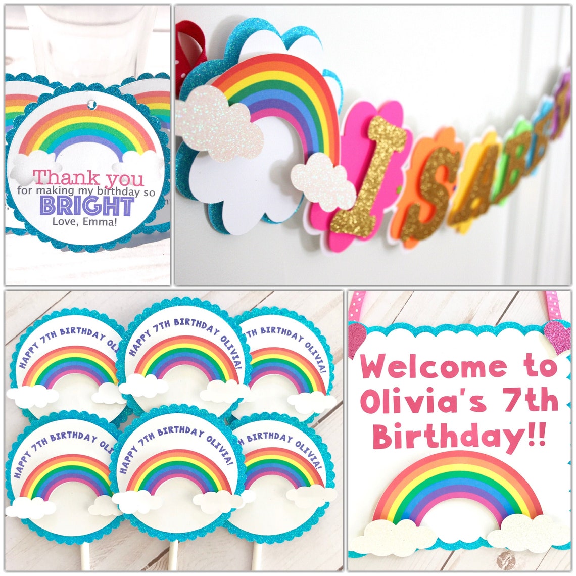 Rainbow Birthday Banner Rainbow Birthday Decorations - Etsy