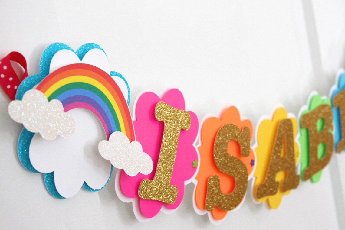 Rainbow Birthday Banner Rainbow Birthday Decorations | Etsy