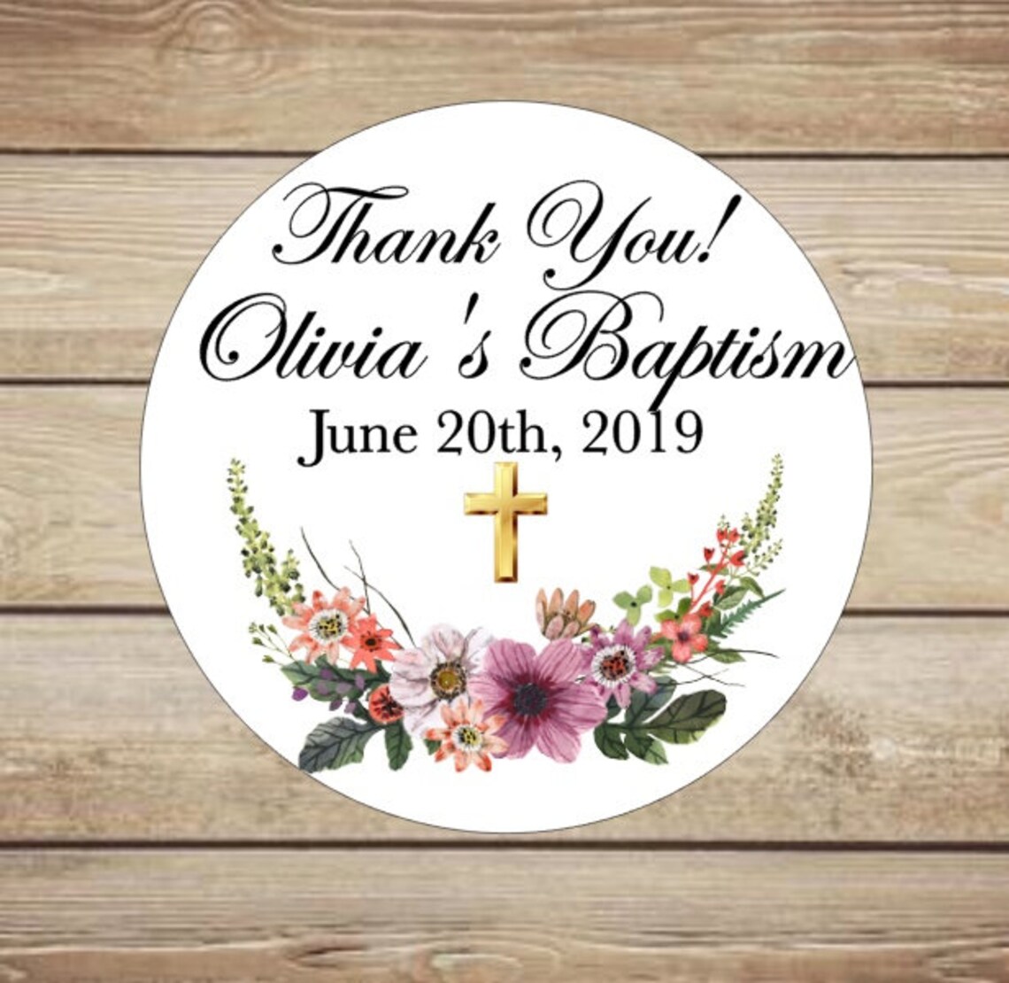 Personalized Baptism Stickers Thank You Stickers Floral - Etsy