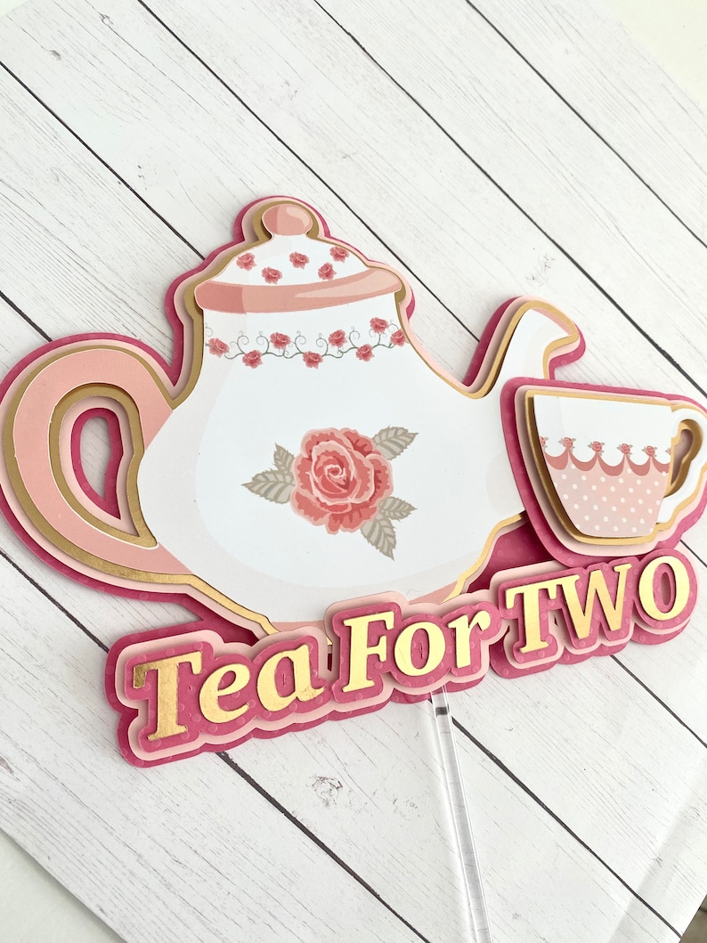 Tea for Two Cake Topper Tea Party Birthday Decorations Tea - Etsy