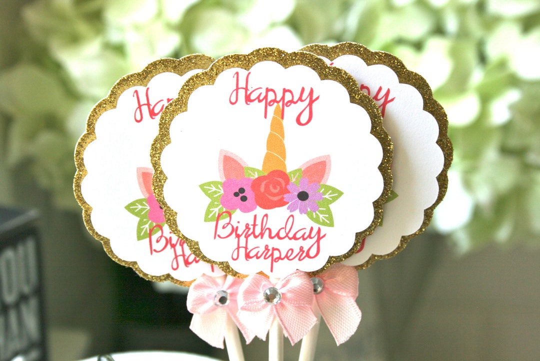 Unicorn Cupcake Toppers Unicorn Themed Birthday Party - Etsy