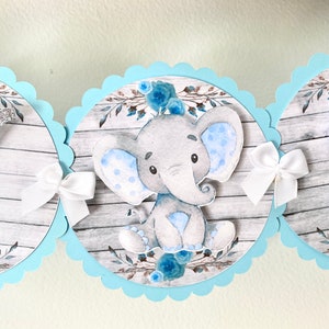 Baby Shower Banner It's A Boy Banner Baby Blue Elephant Themed Baby ...