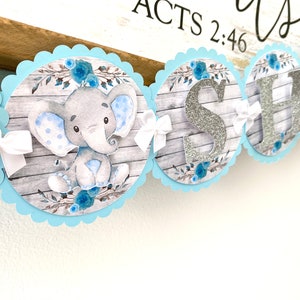 Baby Shower Banner It's A Boy Banner Baby Blue Elephant Themed Baby ...