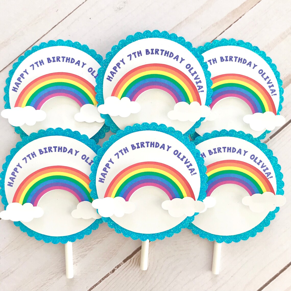 Rainbow Cupcake Toppers Rainbow Birthday Decorations - Etsy