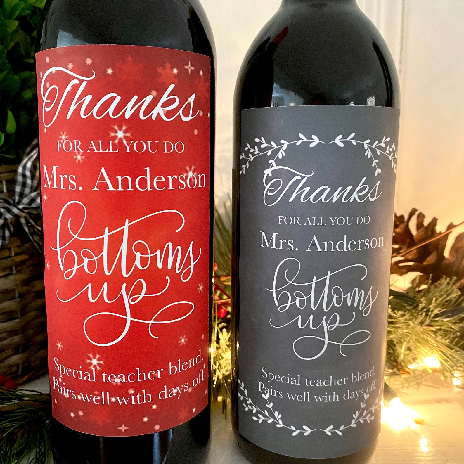 Teacher Gifts Personalized Wine Labels Wine Bottle | Etsy