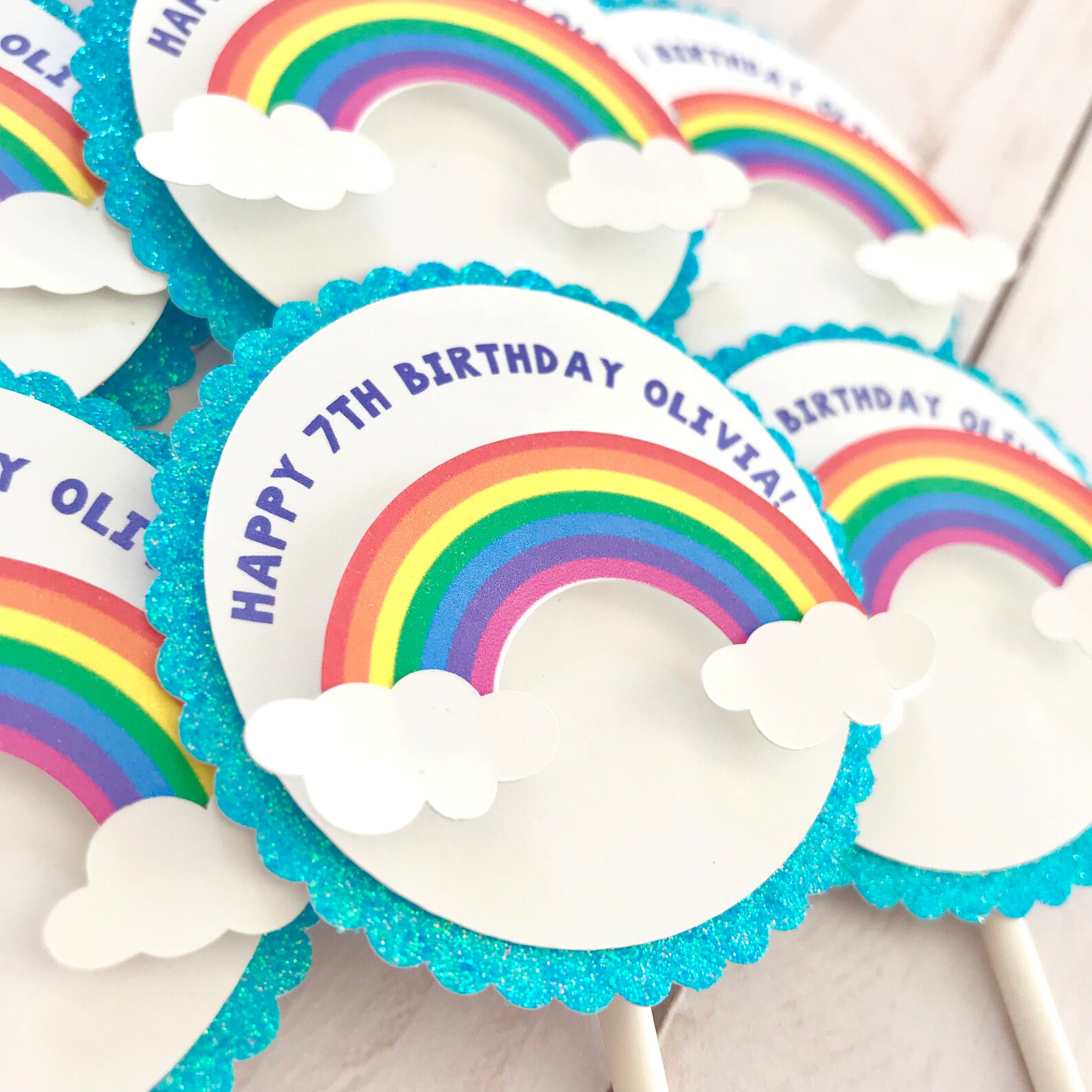 Rainbow Cupcake Toppers Rainbow Birthday Decorations - Etsy