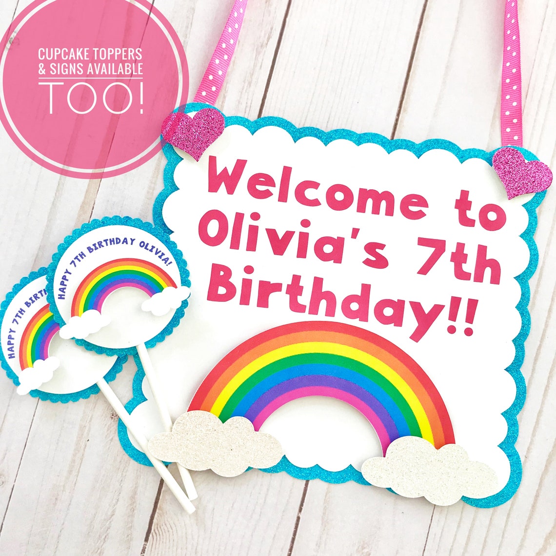 Rainbow Cupcake Toppers Rainbow Birthday Decorations - Etsy