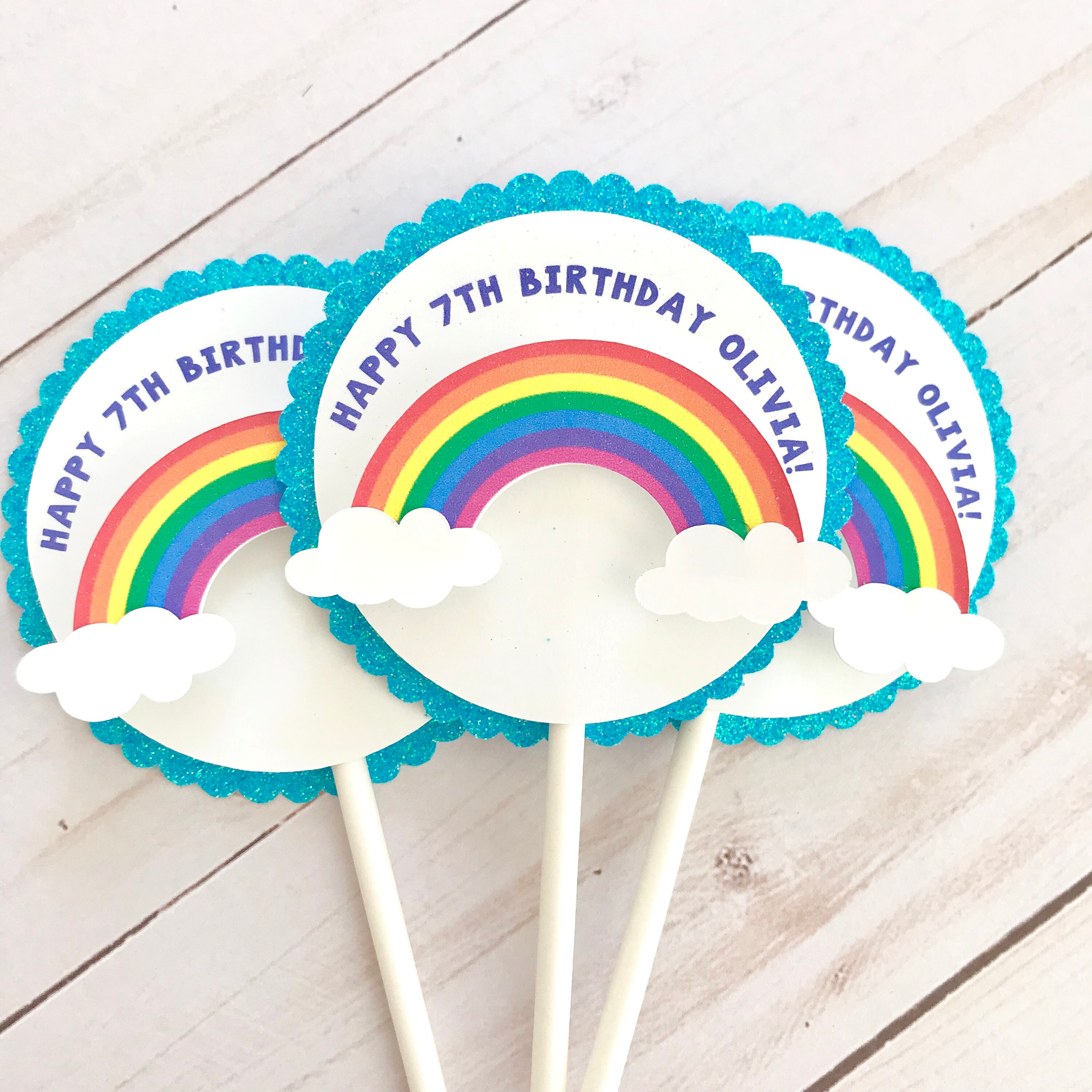 Rainbow Cupcake Toppers Rainbow Birthday Decorations | Etsy