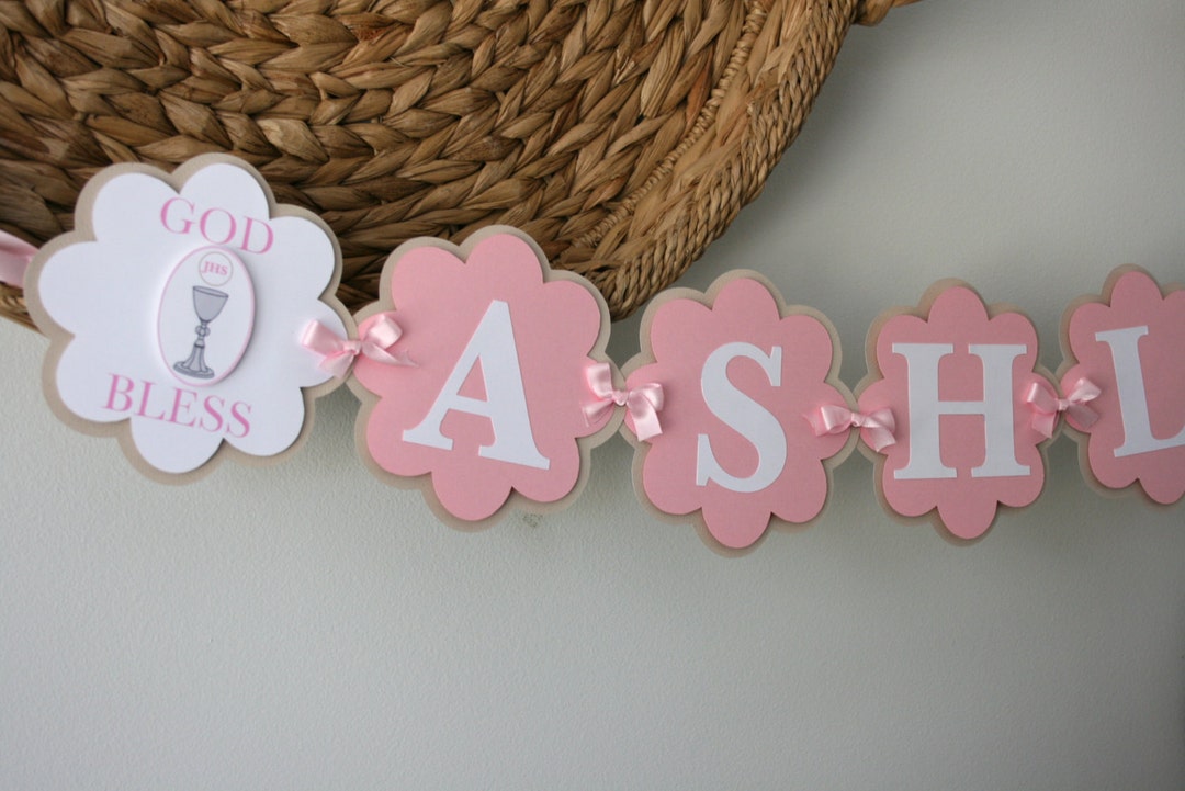 Personalized God Bless Banner-confirmation Baptism - Communion Banner ...