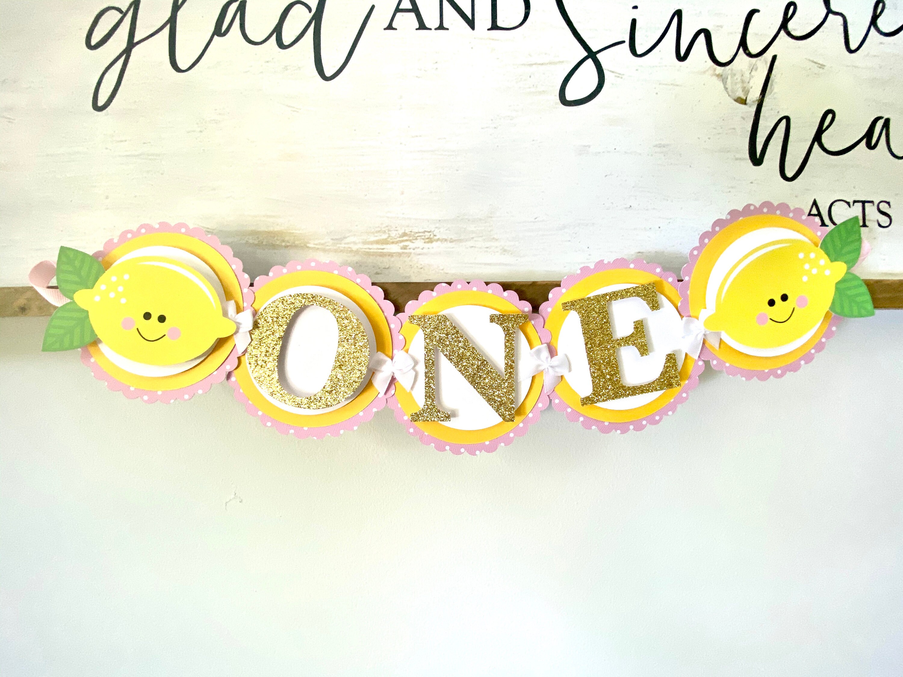 Lemon Theme Birthday Banner Customized with Name High Chair | Etsy