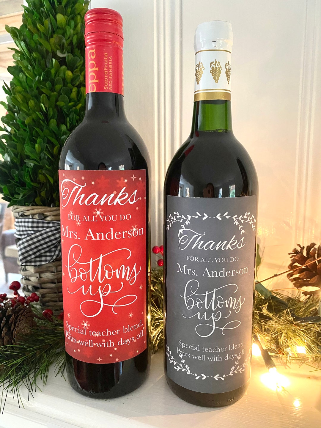 Teacher Gifts Personalized Wine Labels Wine Bottle - Etsy