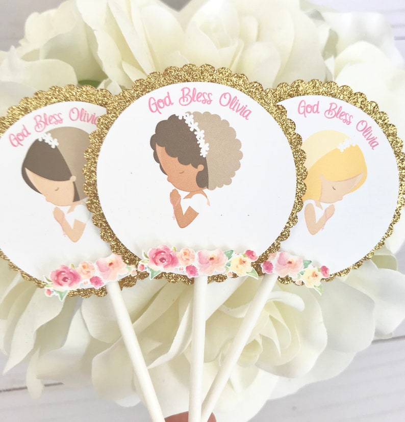 First Communion Cupcake Toppers Communion Cake Toppers - Etsy
