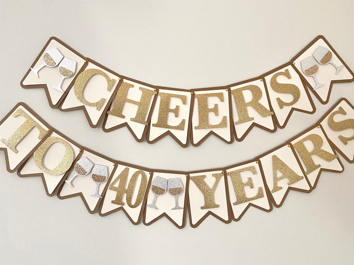 Cheers to 40 Years Banner Birthday Banner Birthday - Etsy