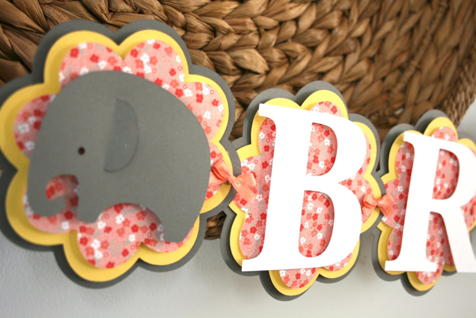 Elephant Banner Birthday Banner Baby Shower Decorations Coral - Etsy