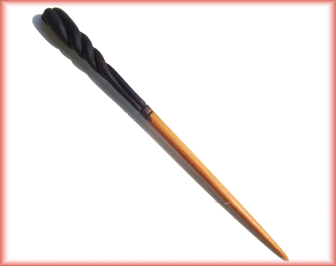 Black Cherry Twisted Wand Fully Hand Carved Cherry Wood Real - Etsy