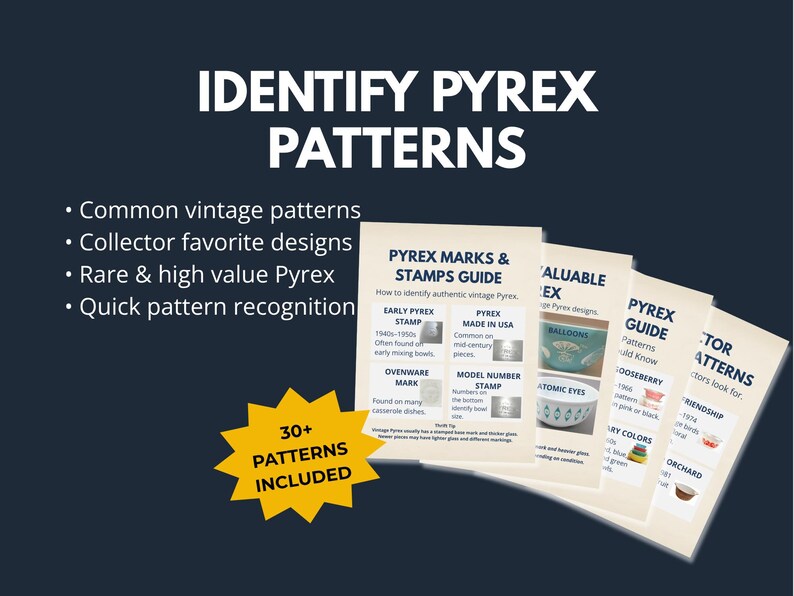 Vintage Pyrex Pattern Guide, Pyrex Identification Chart, Pyrex Pattern ...