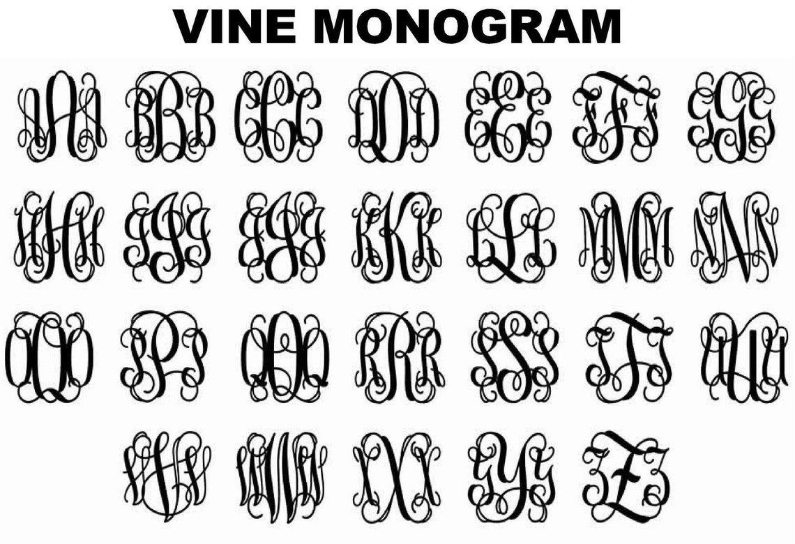 Vine Monogram Wall Art Vinyl Decal Custom Your 3 Initials - Etsy