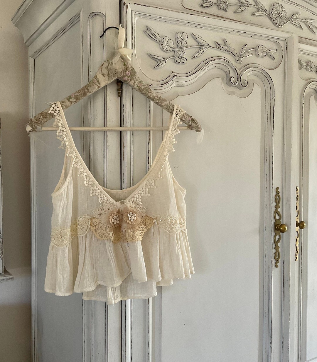 Ivory Lace Upcycled Blouse Summer Top, Altered Couture, Mori Girl ...