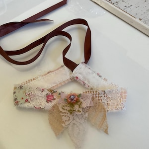 Textile Necklace Boho Fabric Jewelry, Romantic Wearable Art Chocker ...