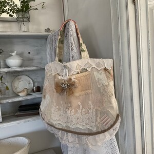 Vintage Inspired Wearable Art Purse Bag Tattered Lace Tote Bag ...