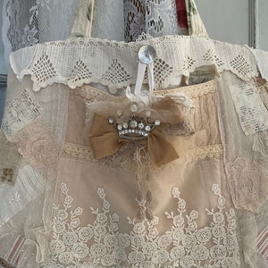 Vintage Inspired Wearable Art Purse Bag Tattered Lace Tote Bag ...