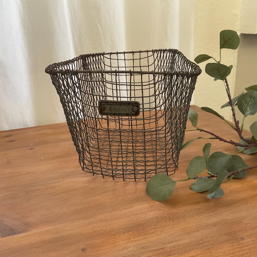 Vintage Wire Basket Rustic Farmhouse Old Wire Crate - Etsy