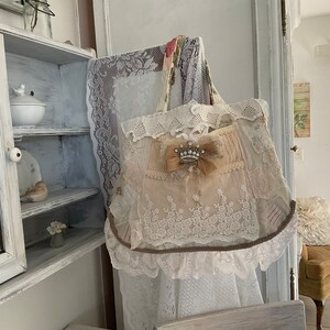 Vintage Inspired Wearable Art Purse Bag Tattered Lace Tote Bag ...