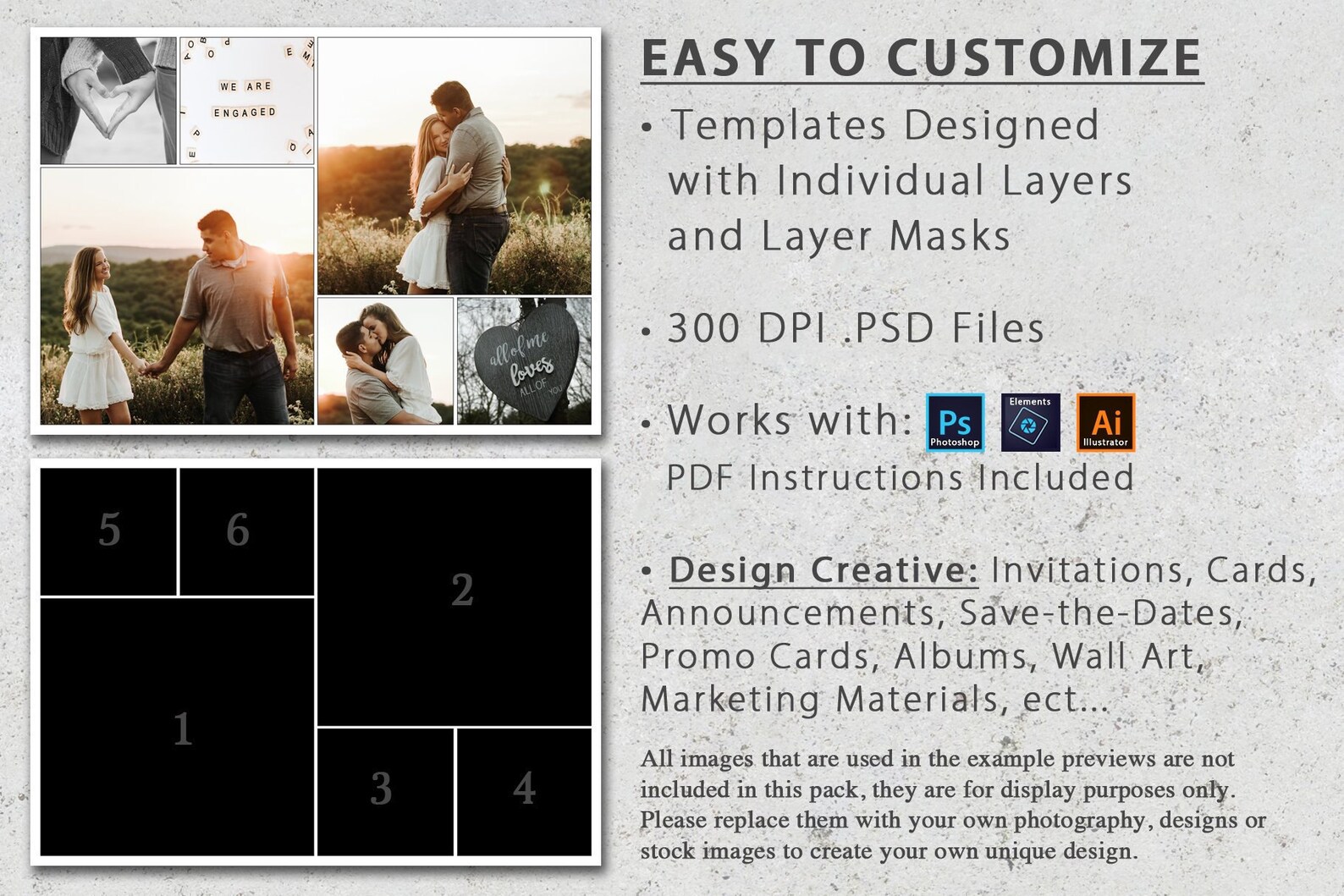 5x7 Photo Template Pack, 12 Templates, Photo Collage, Photo Card ...