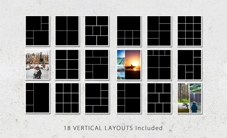 8x10 Photo Collage Template Bundle, 18 Vertical & 18 Horizontal Layouts ...
