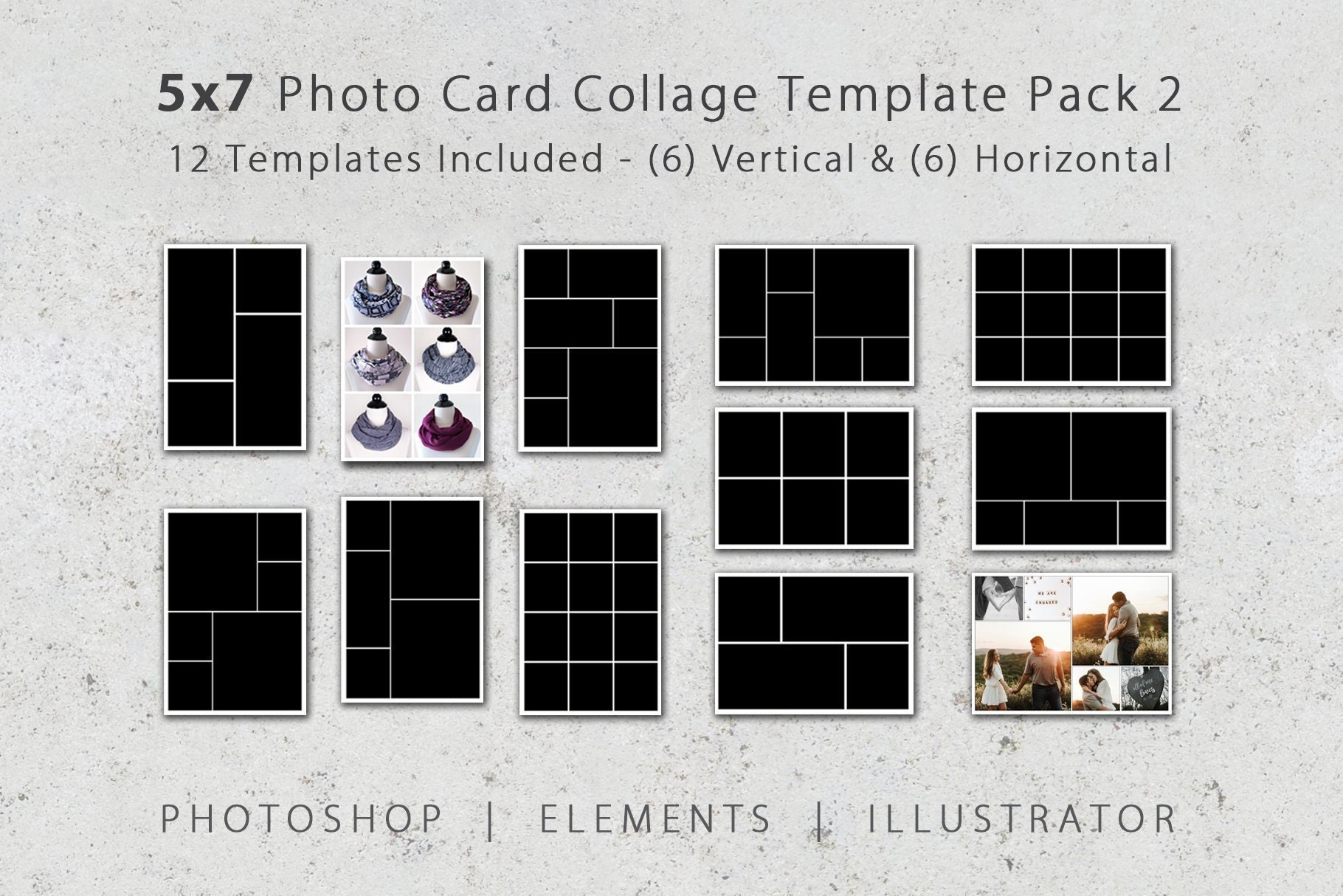 5x7 Photo Template Pack, 12 Templates, Photo Collage, Photo Card ...