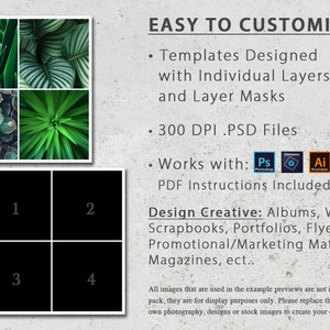 12x12 Digital Photo Collage Template Pack, Scrapbook Templates ...