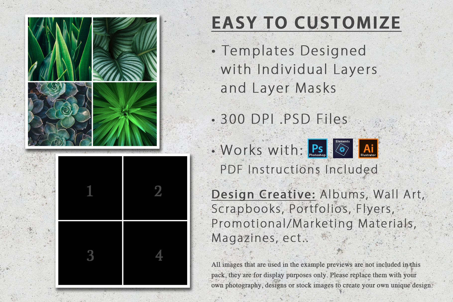 12x12 Digital Photo Collage Template Pack Scrapbook - Etsy