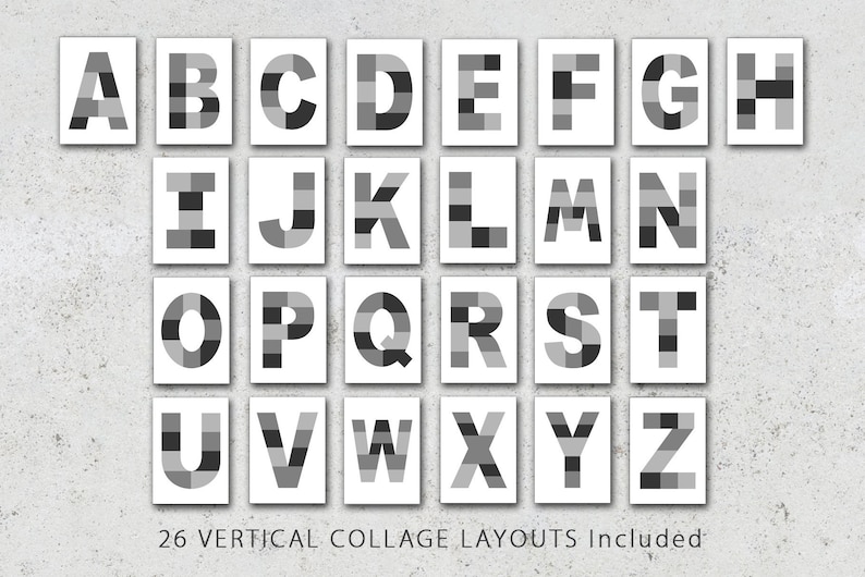 8.5x11 Photo Template Pack, Alphabet Template Pack, 26 Letters Included ...