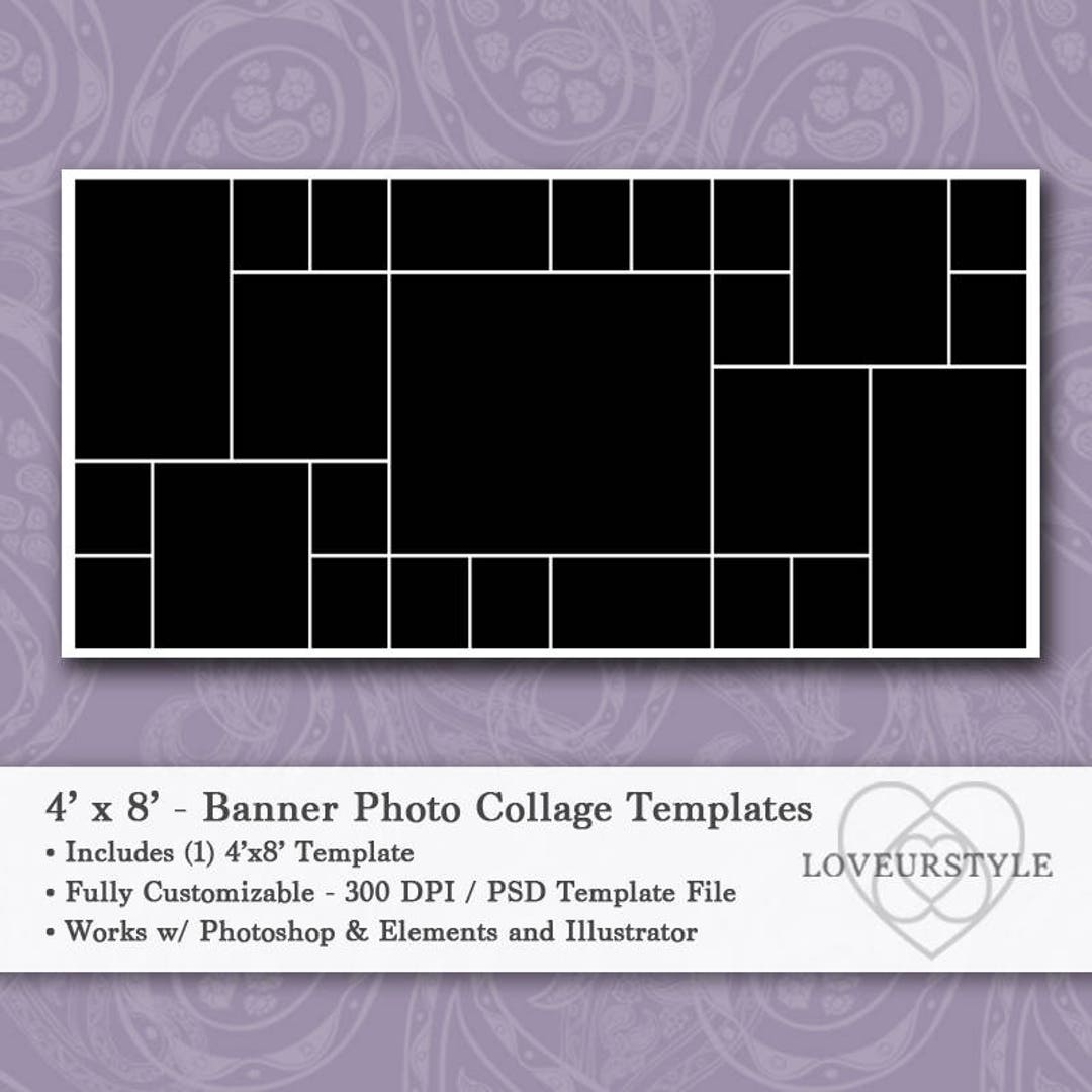 4'x8' Foot Photo Collage Banner Template - Holds 25 Images, Banner ...