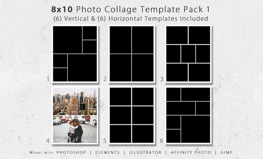 8x10 Photo Collage Template Pack (digital Download) - Etsy