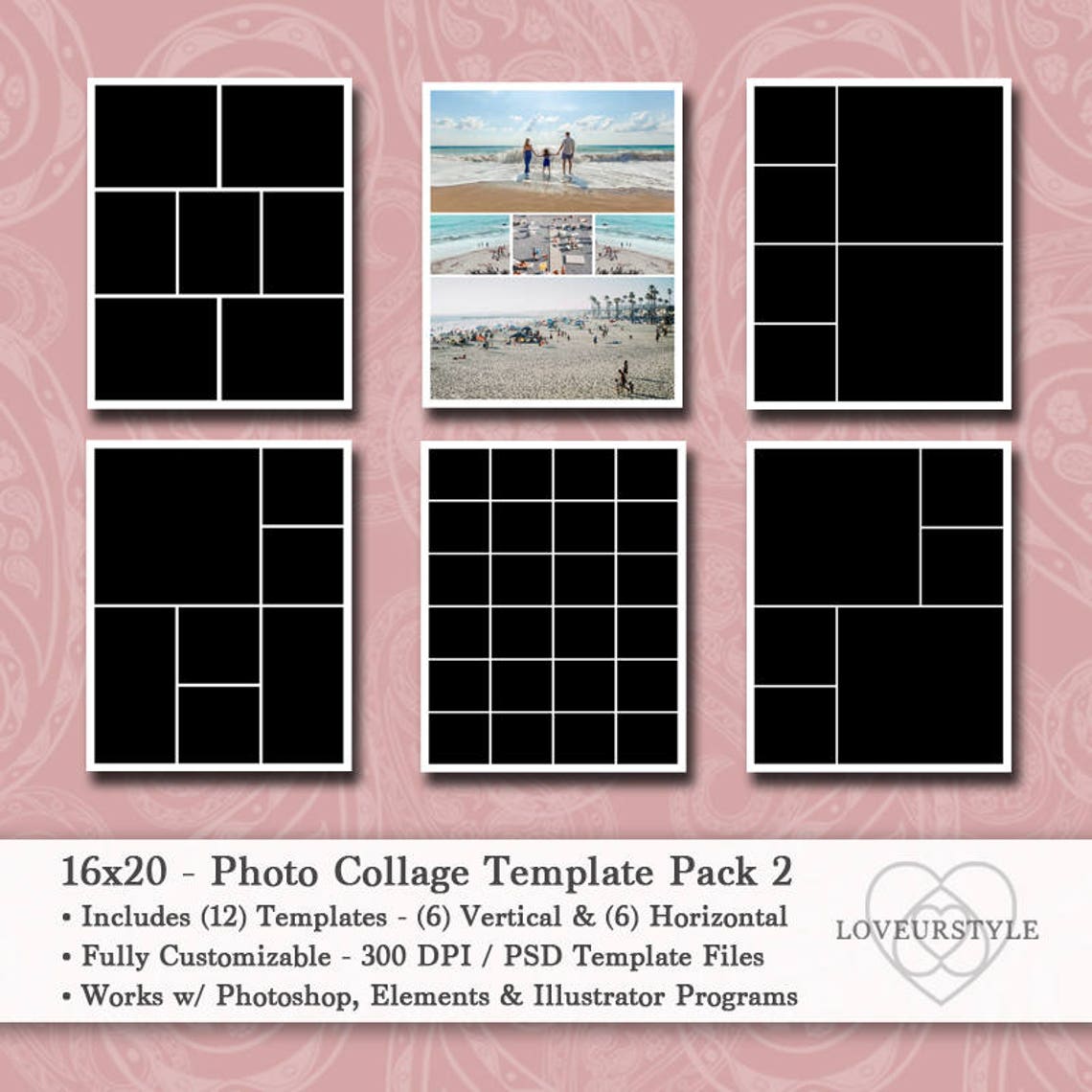 16x20 Photo Collage Template Pack, Photo Template, Digital Design ...