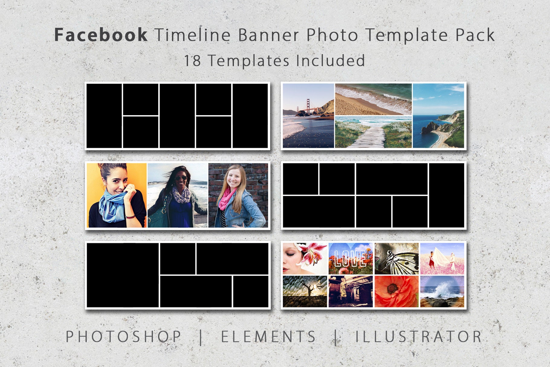 Facebook Timeline Cover Template Pack, 18 Templates Included, Facebook ...
