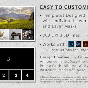 4x6 Photo Template Pack, 12 Photo Card Templates, Photo Collage ...