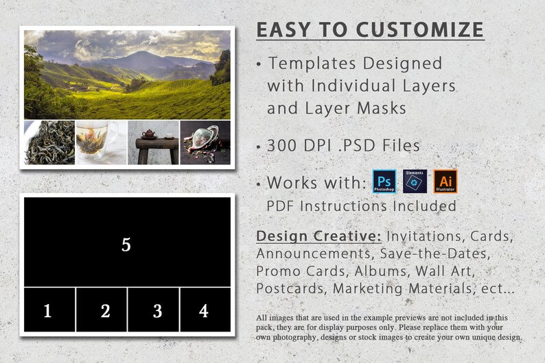 4x6 Photo Card Template Pack, Collage Layouts (digital Download) - Etsy