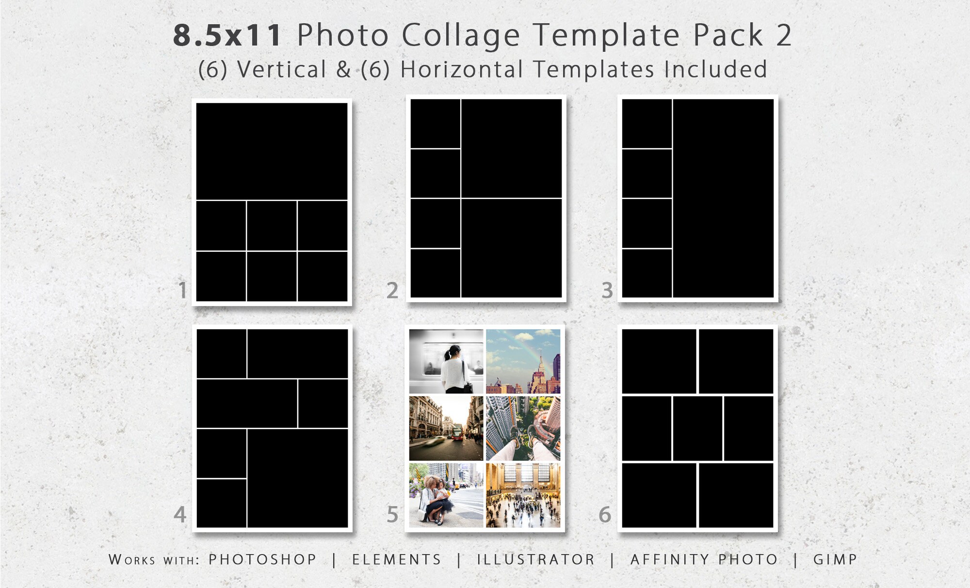 8.5x11 Photo Template Pack Photo Collage Scrapbooks - Etsy
