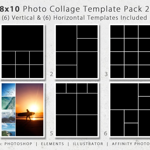 12x12 Digital Photo Collage Template Pack Scrapbook - Etsy