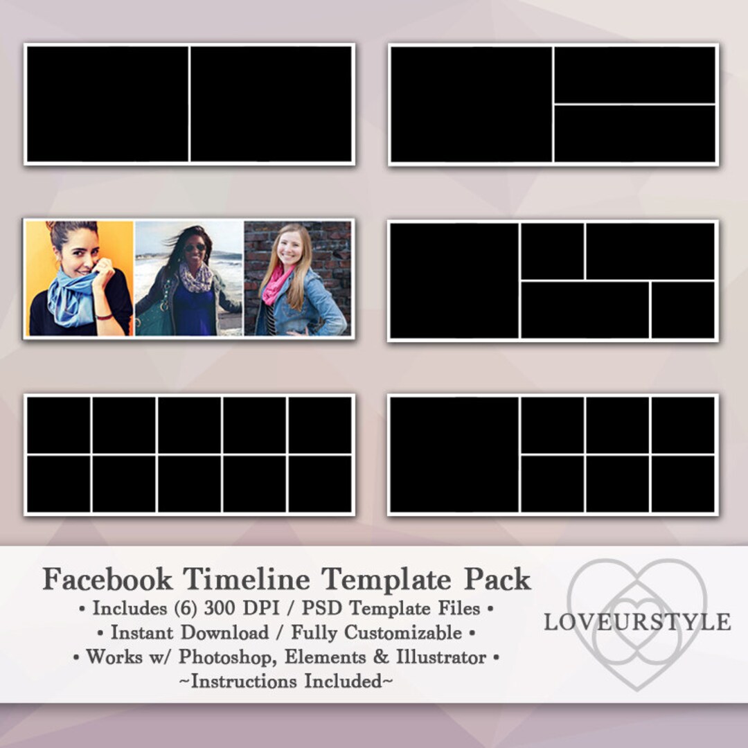 Facebook Timeline Banner Template, Photo Collage (PSD) - Etsy