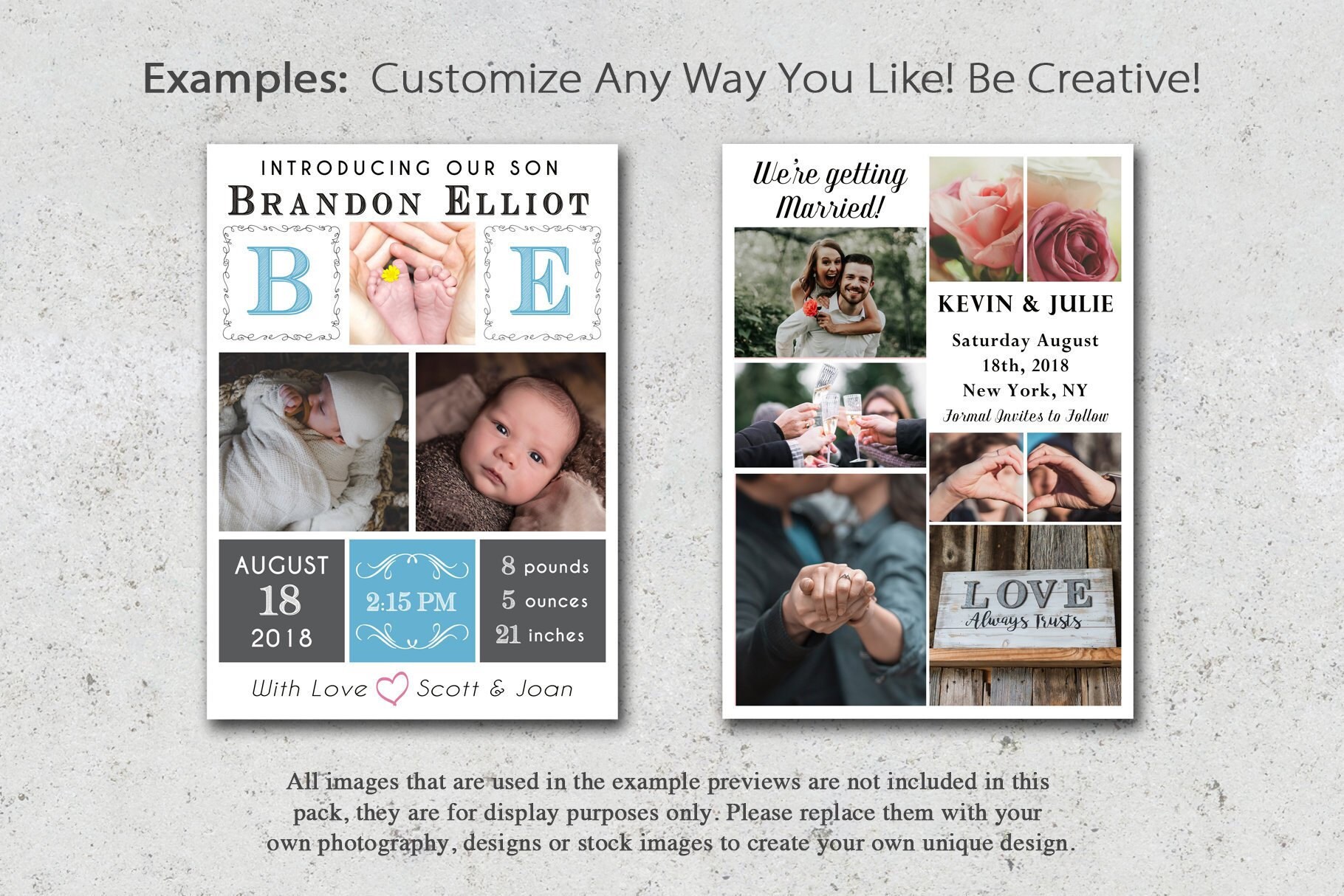 5x7 Photo Card Collage Template Pack, 20 Layouts (PSD) - Etsy