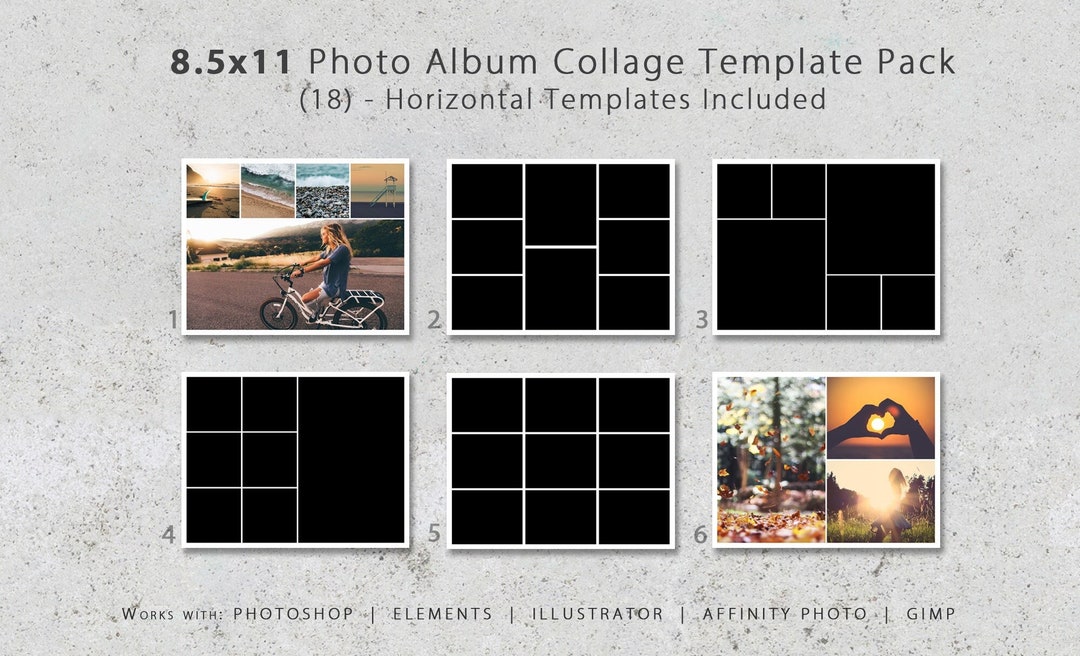 8.5x11 Photo Collage Templates, Scrapbook Album Layouts (digital) - Etsy