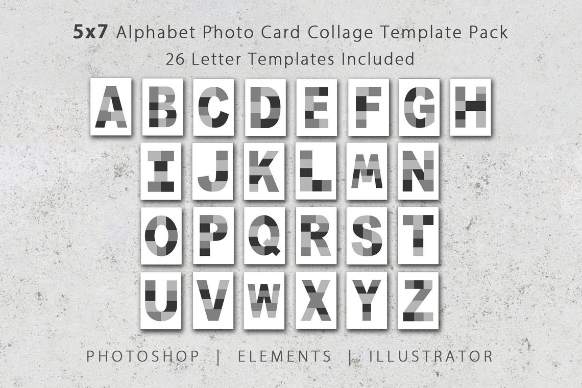 5x7 Photo Template Pack Alphabet Template Pack Letter - Etsy