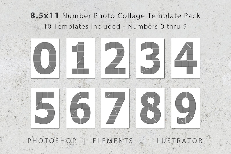 Number Photo Collage Templates 8.5x11 (PSD Digital Download) - Etsy