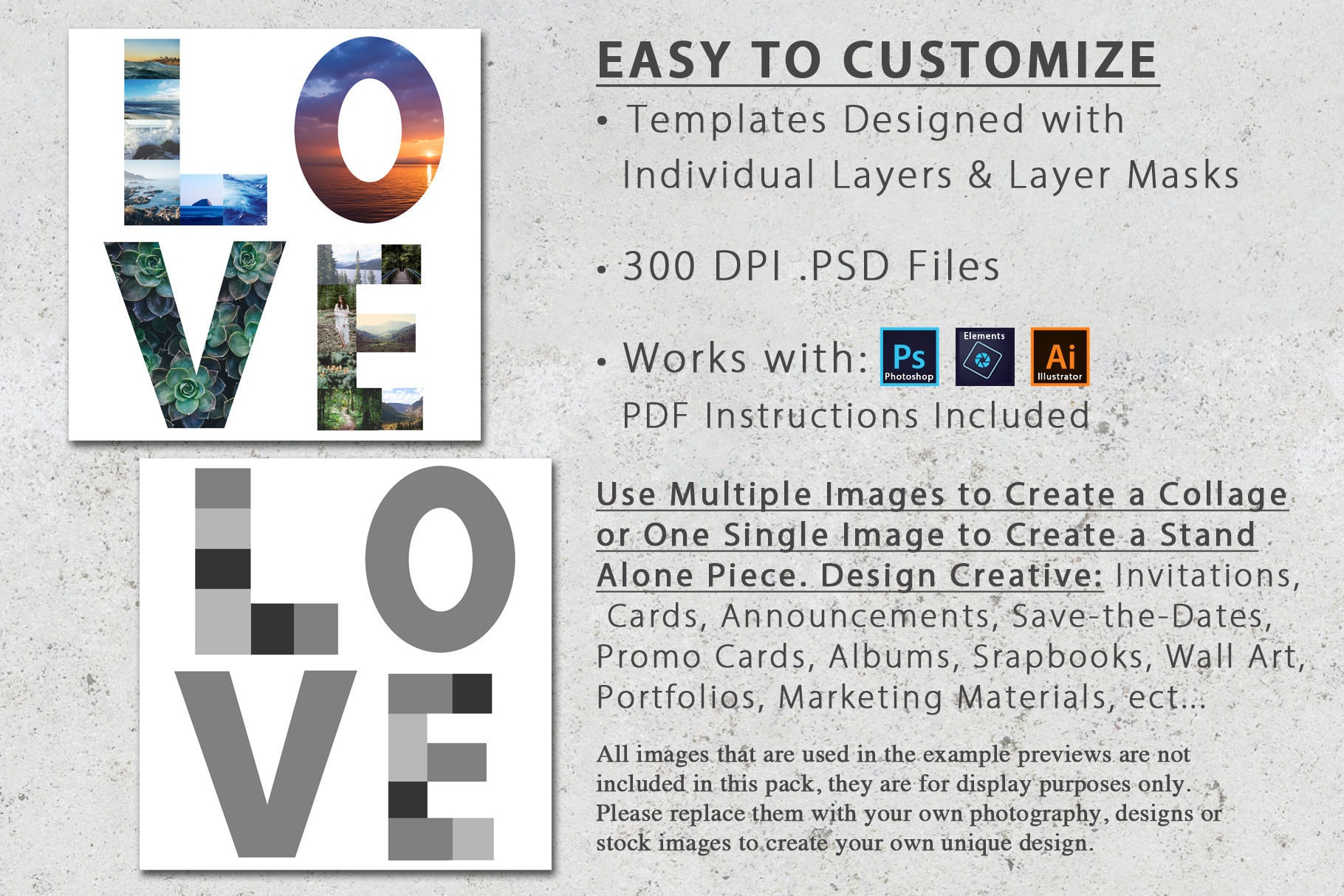 5x7 Photo Template Pack Alphabet Template Pack Letter - Etsy