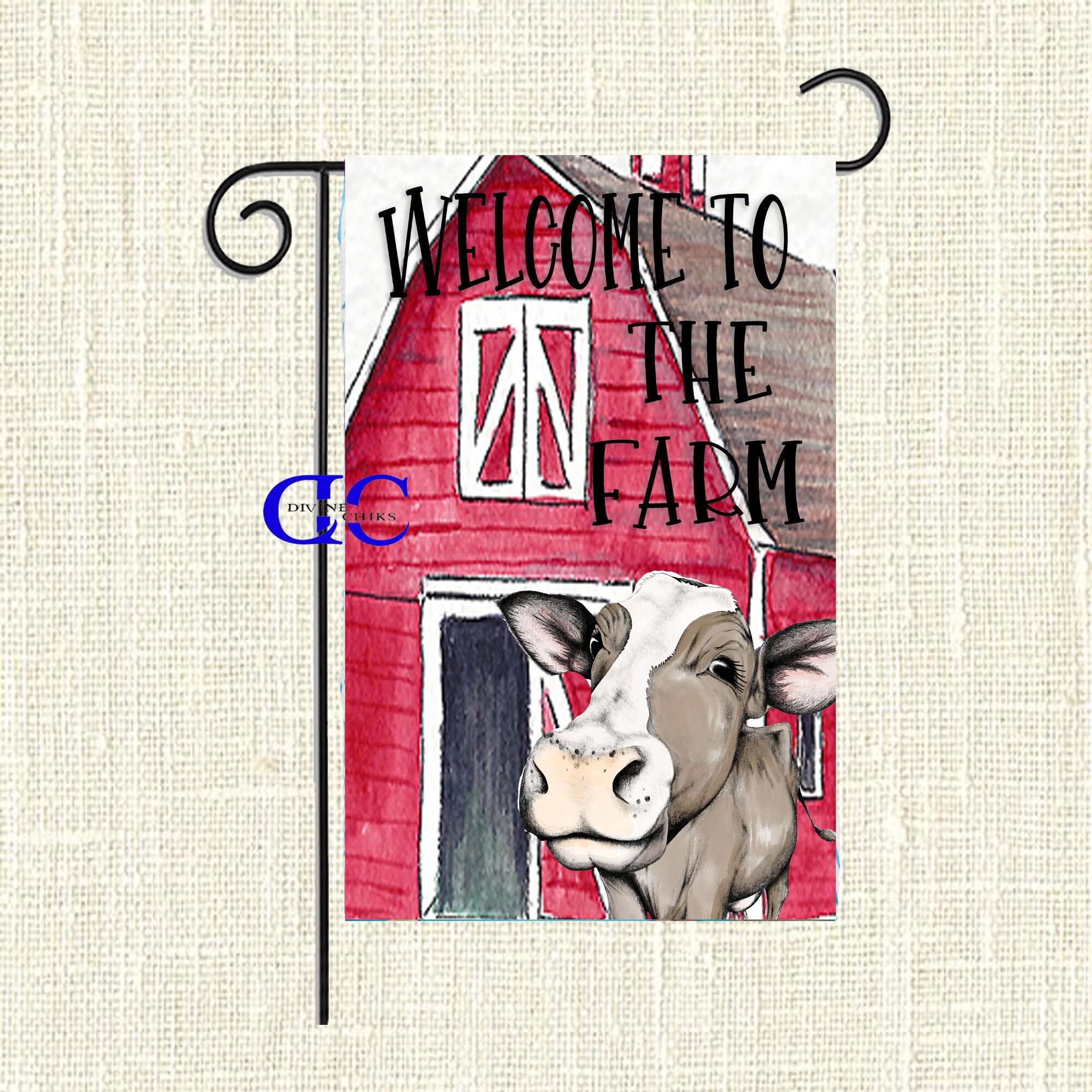 Welcome to the farm flag cow flag garden flags farm flags | Etsy