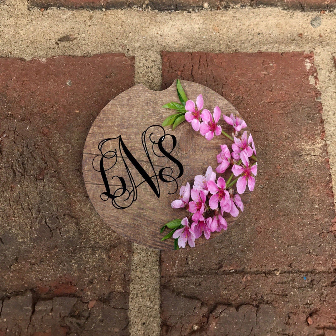 Wooden Floral Monogram Car Coasters (set of 2) - Etsy