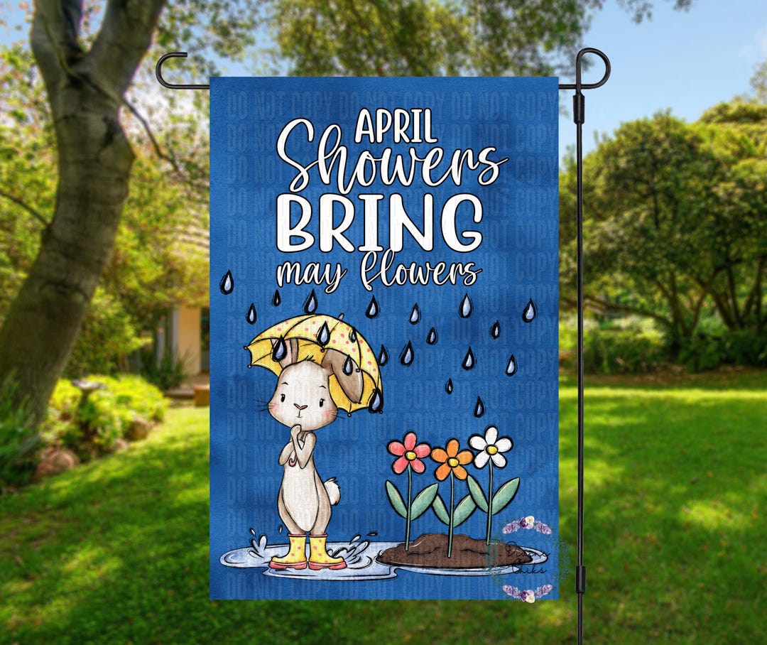 April Showers Bunny Flag Flag/bunny Flags/animal Flags/spring Flags ...